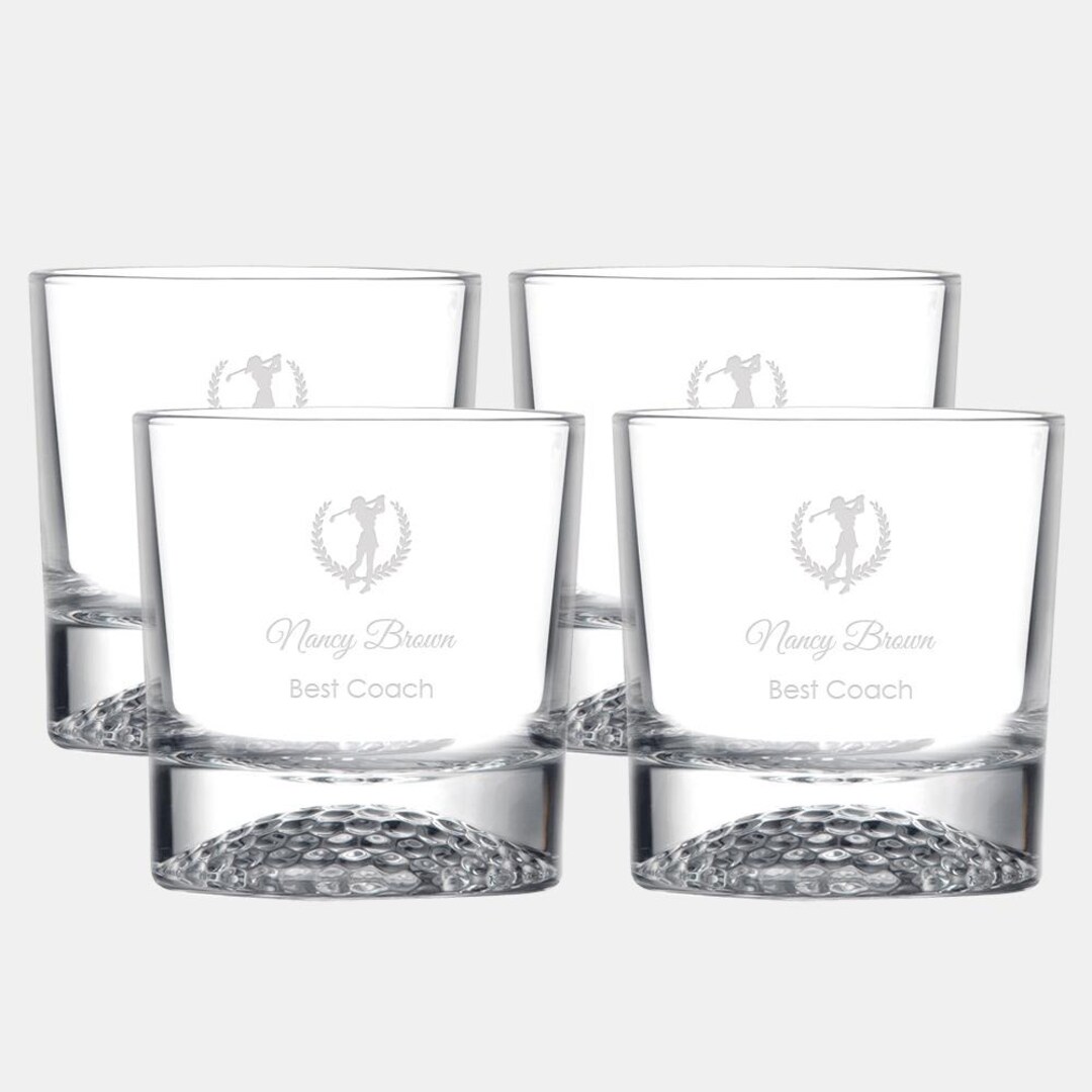 Personalized Round Golf Glass 4pc Set, 9oz - Etsy