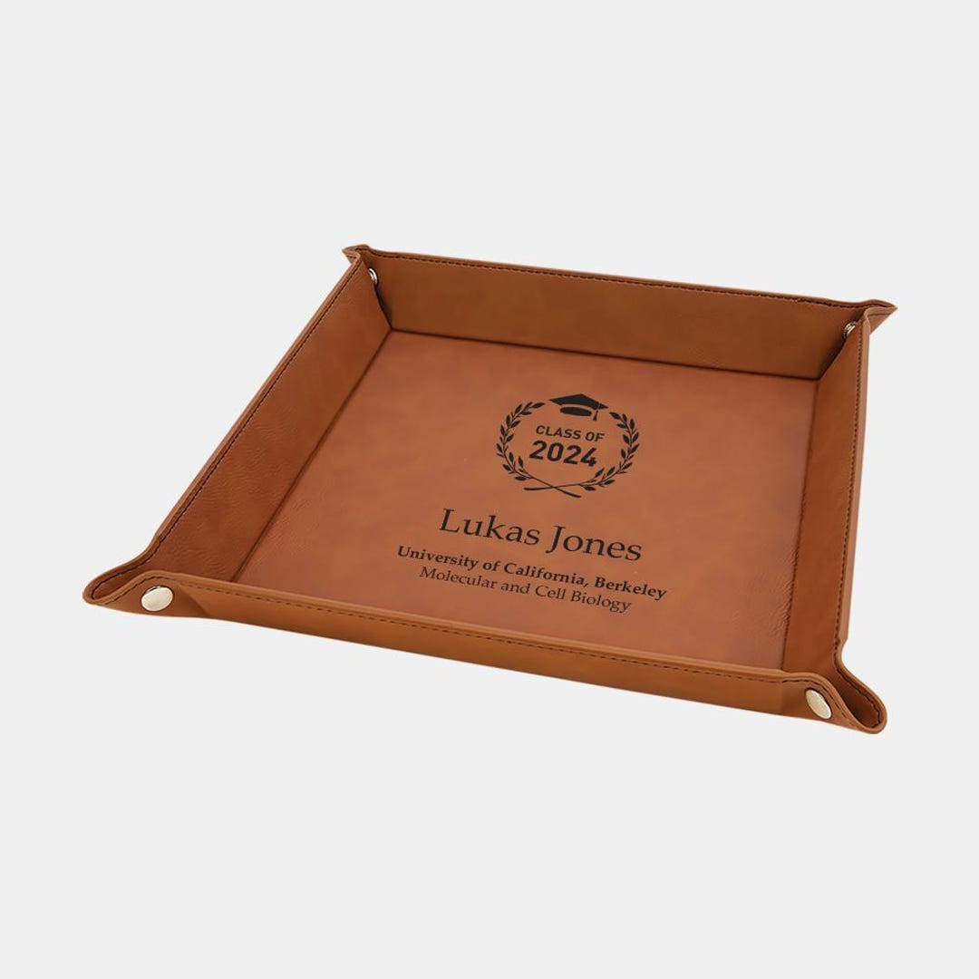 Pre-designed Graduation Personalized Rawhide Leatherette Snap up Tray ...