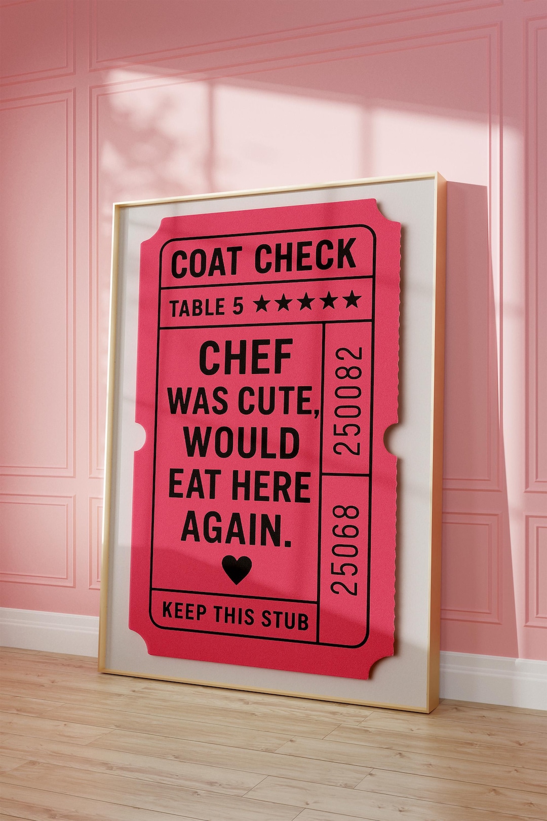 Trendy Coat Check Ticket Poster, Chef Art Print (digital Download) - Etsy