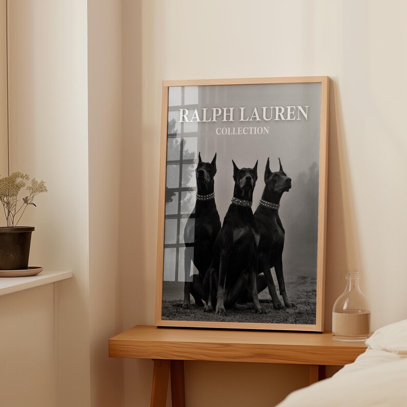 Black Doberman Poster Old Money Aesthetic Luxury Fashion Wall Art ...