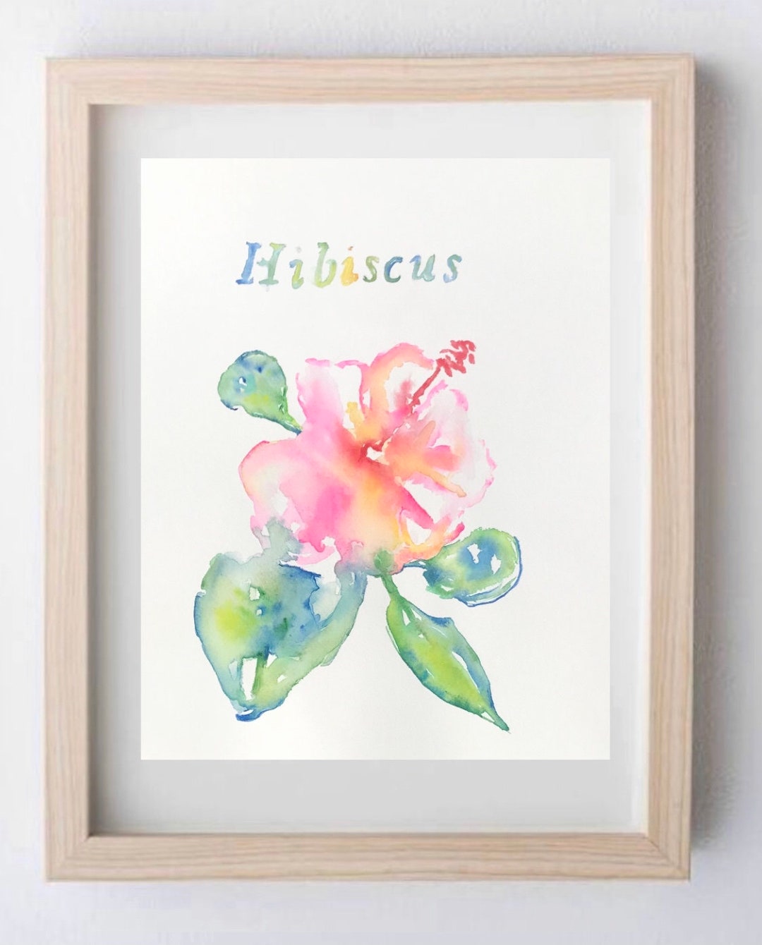 Hibiscus Flower Watercolor Art Print Tropical Flower - Etsy
