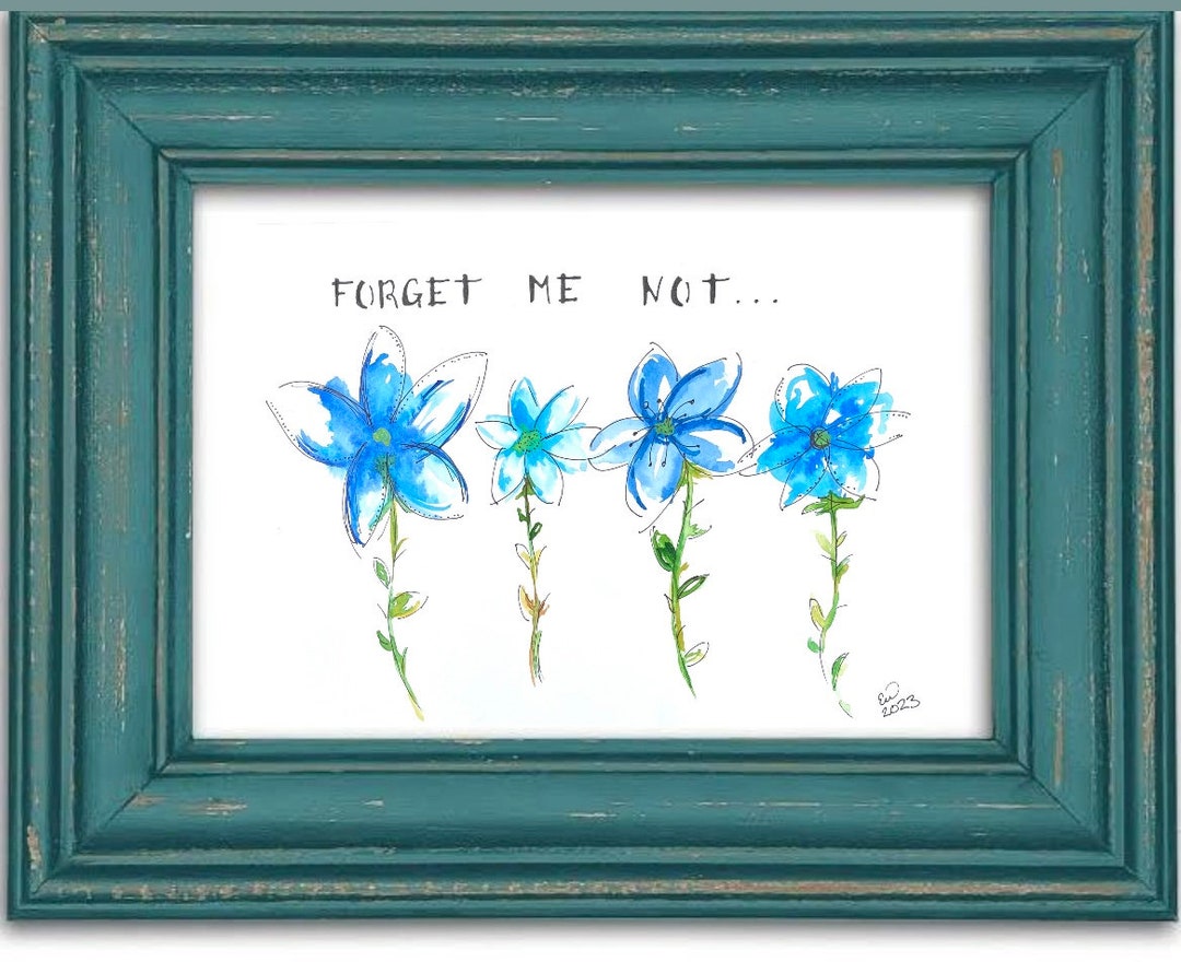 Forget Me Not Blue Flowers Forget Me Not Paintings - Etsy