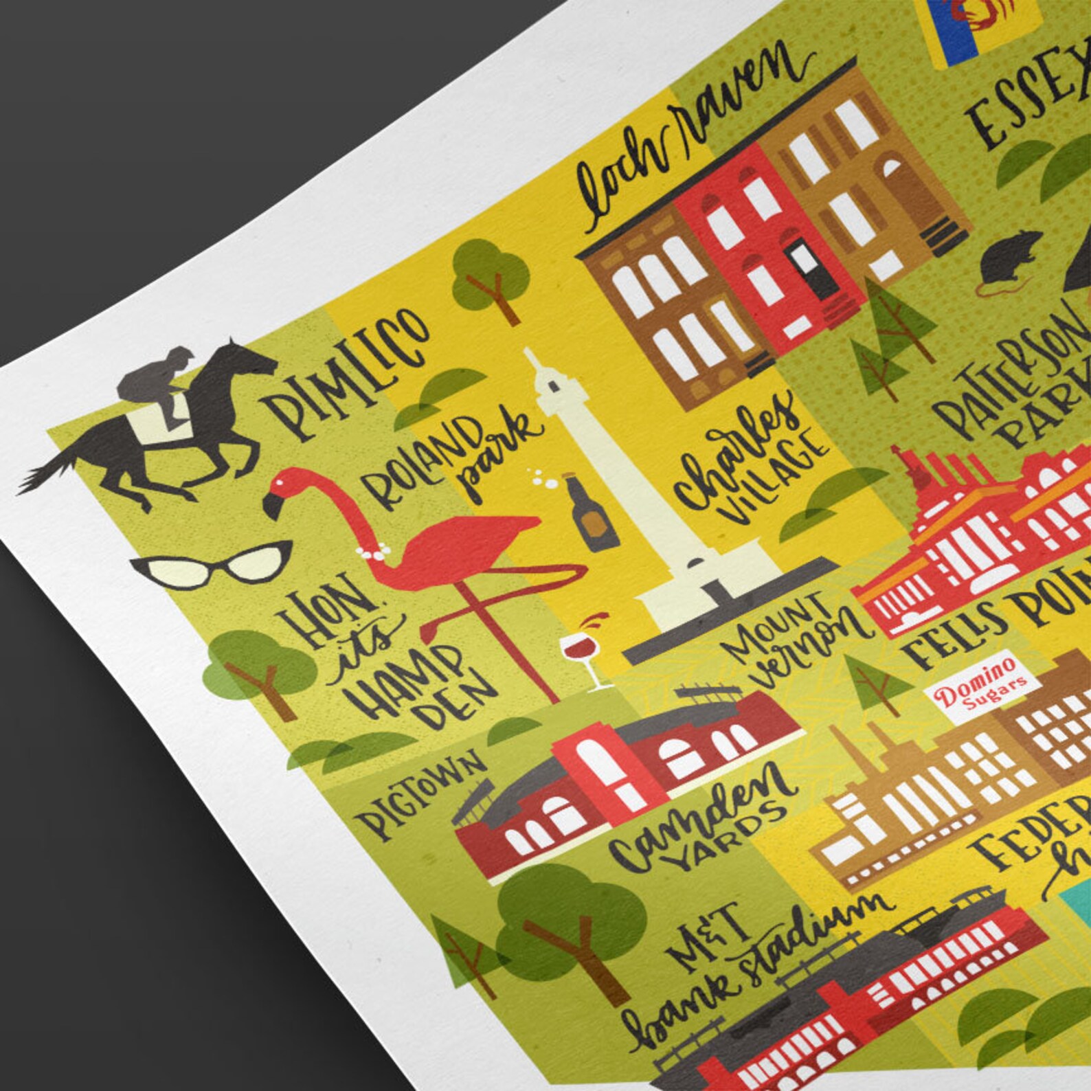 Baltimore Charm City Map Wall Art Print - 11x17 - Etsy