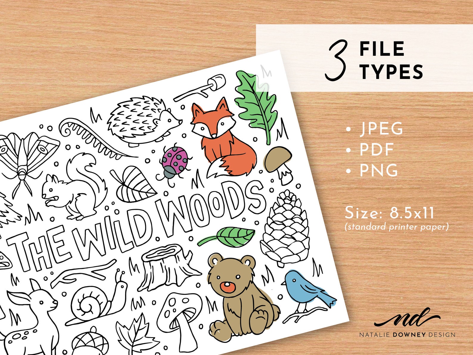 Wild Woods Coloring Page, Instant Digital Download, Woodlands Forest ...