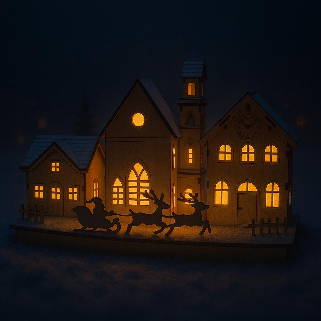 Weihnachtsdorf Laser Cut Files: Häuser, Kirche, Pferdeschlitten Designs ...