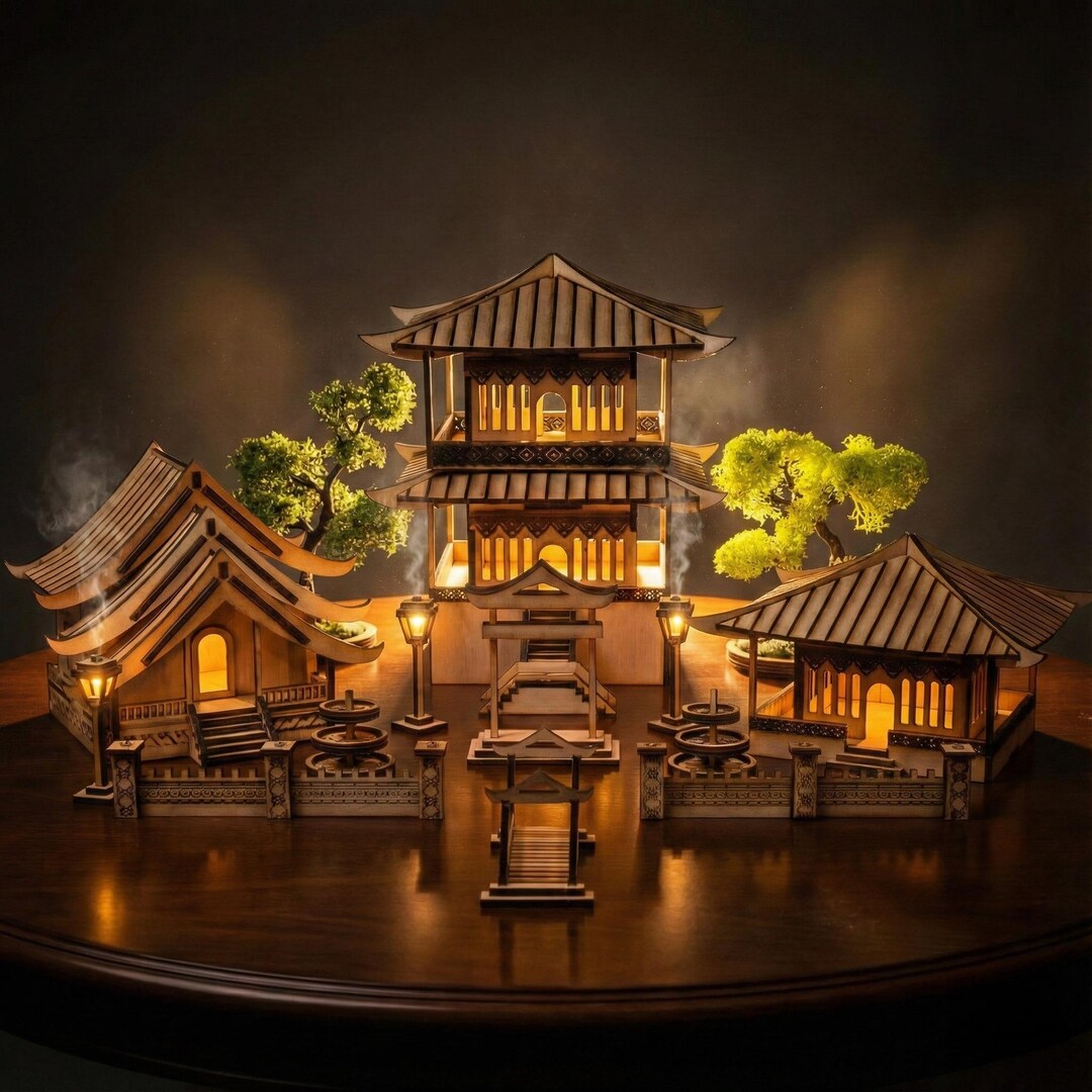 Laser Cut Japanese Temple Diorama Svg Dxf CDR AI LBRN Files (digital ...