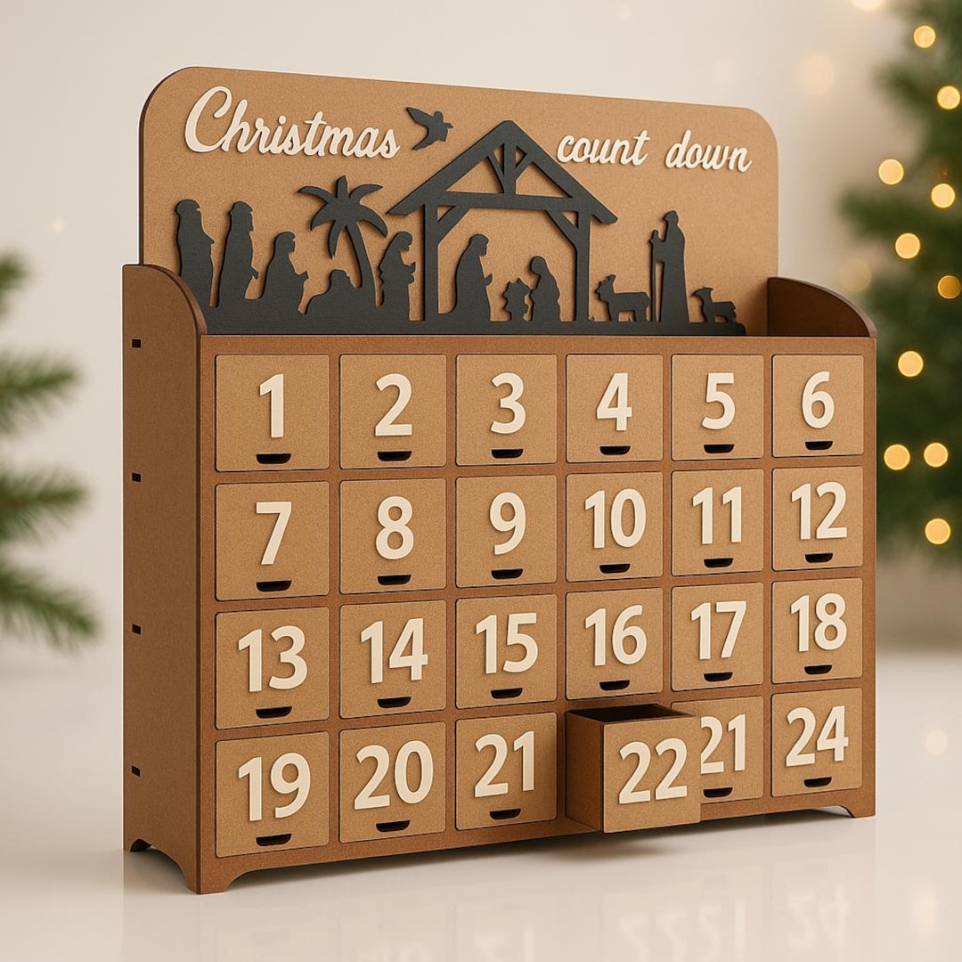 Laser Cut Christmas Advent Calendar With Nativity (SVG DXF PDF) - Etsy