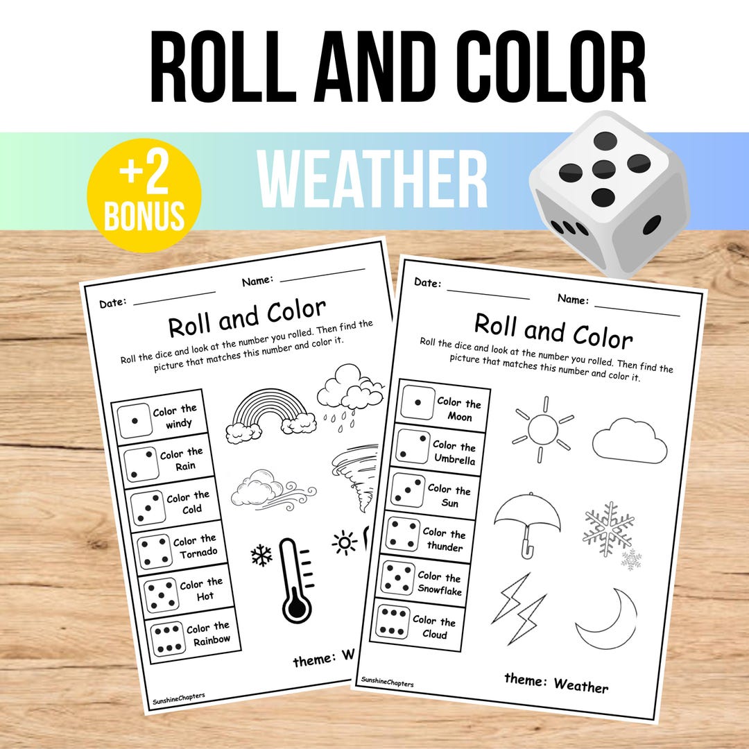Weather Roll & Color Game: Printable Activity for Kids (PDF) - Etsy