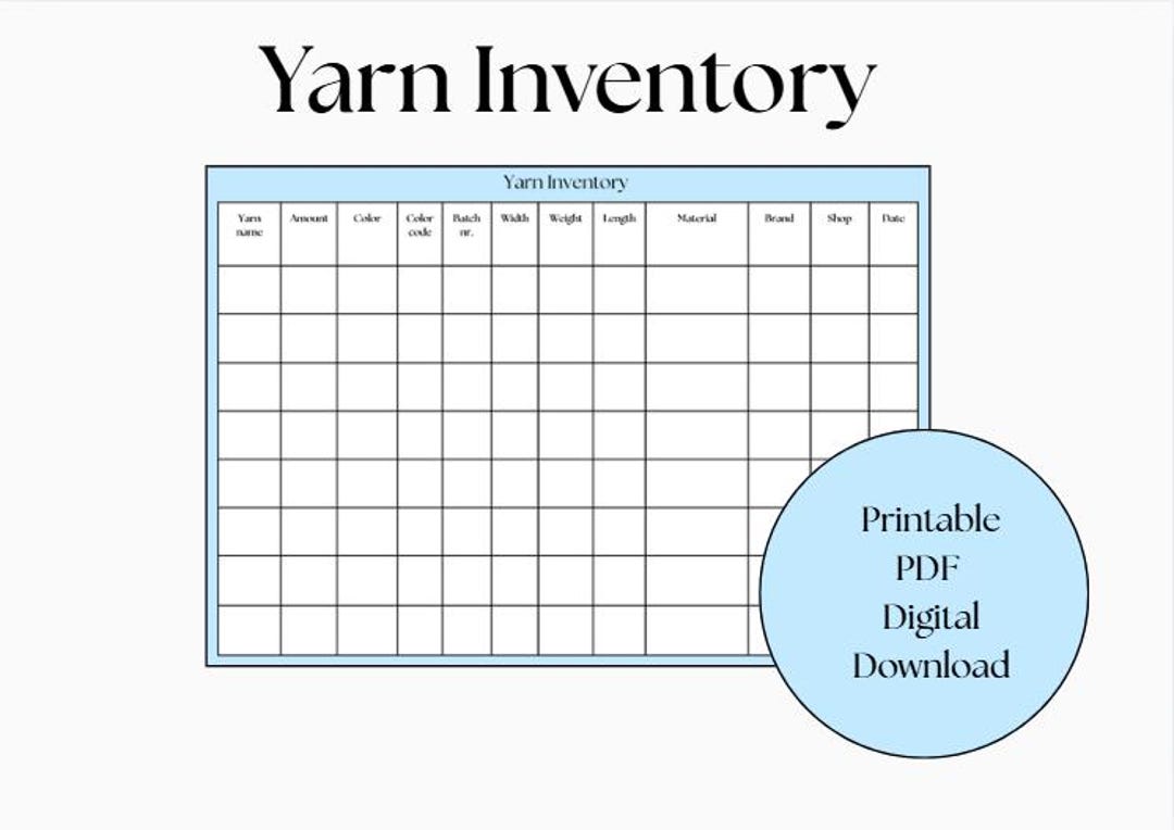 Yarn Inventory - Printable PDF - Organizer - Etsy