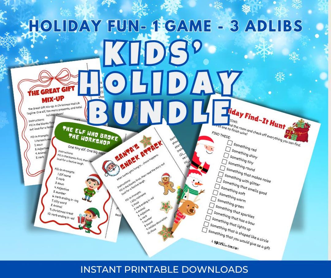 Kids Holiday Game Pack – Christmas | Ad-libs + 2 Games - Etsy