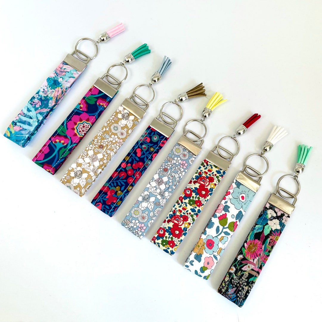 Handmade Liberty of London Fabric Key Fob Keyring Wristlet With Tassel ...