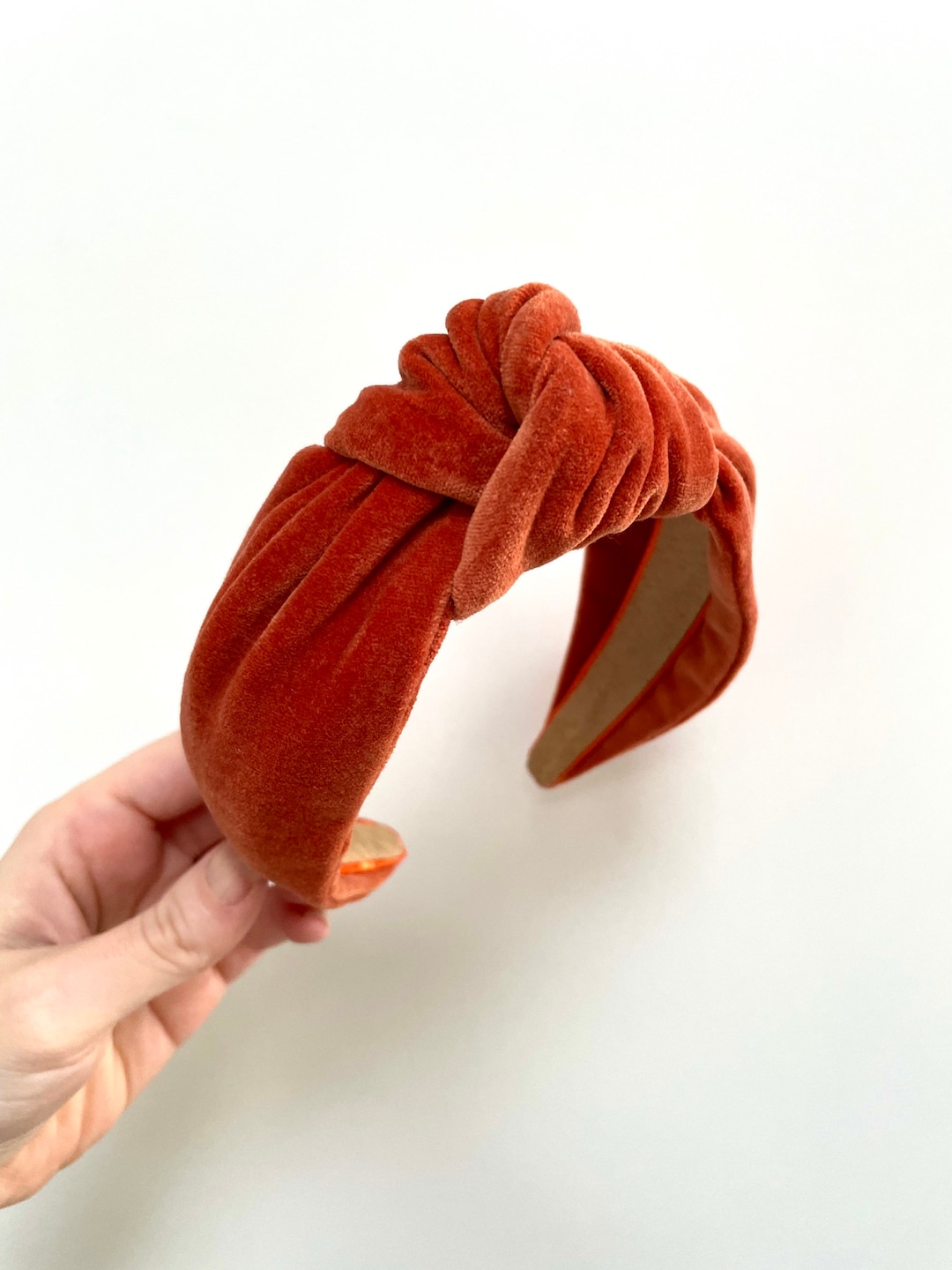 Handmade Rust Orange Velvet Luxury Hairband Headband - Knotted Turban ...