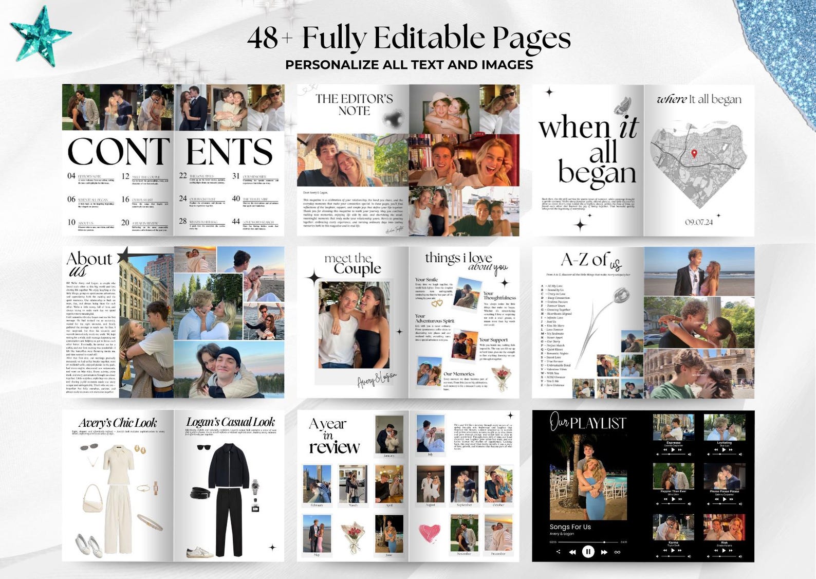Valentine's Day Editable Couple Magazine Canva Template , Custom ...