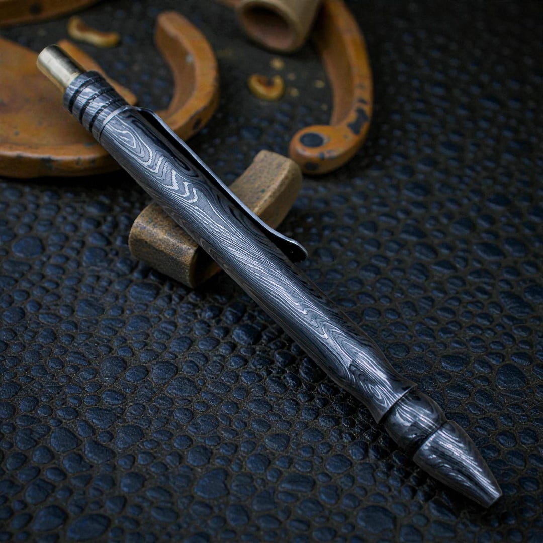 Damascus Steel Ballpoint Pen, Hand Forged Vintage Pen Splendor Damascus ...