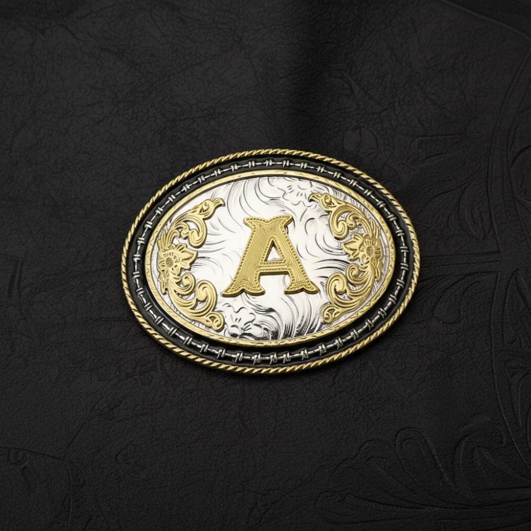 Personalized Western Belt Buckle – Custom Initial Gold and Silver ...