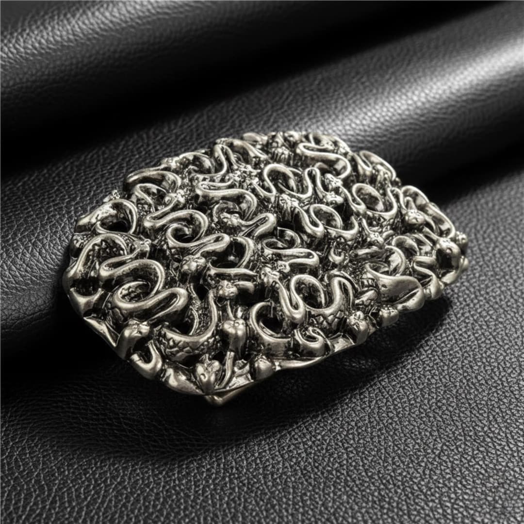 Intricate Gothic Belt Buckle, 3D Interlocking Serpent Design, Durable ...