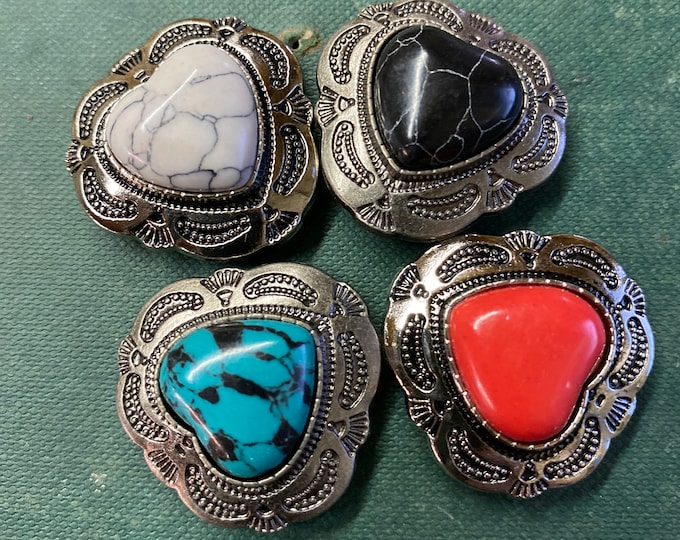 Heart Shaped Concho Western Concho Conchos Natural Stone - Etsy