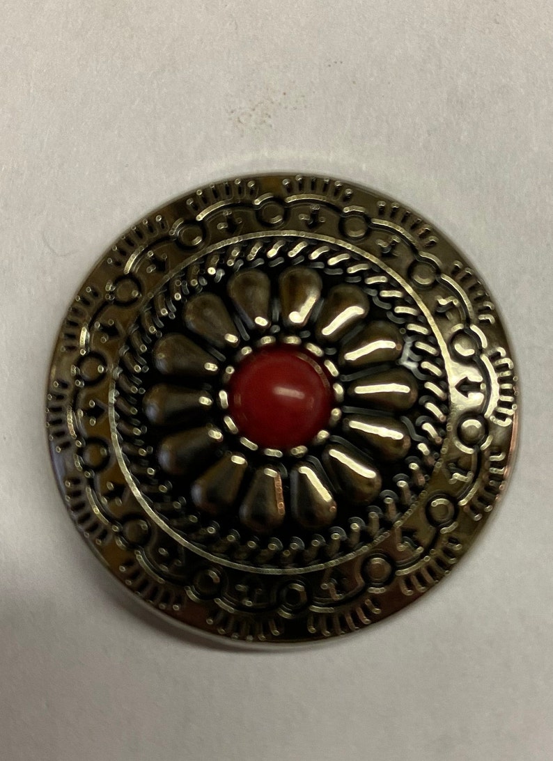 Round Silvertone Concho Floral Concho With Colored Center - Etsy