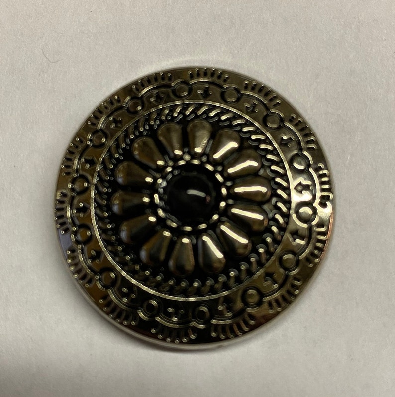 Round Silvertone Concho Floral Concho With Colored Center - Etsy