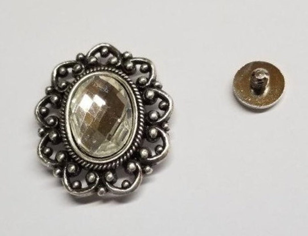 Silver Decorative Zircon Concho, Faceted Jewel Concho, Screw Back ...