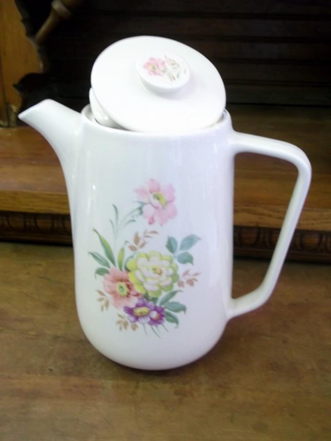 Flower Coffee Pot - Vintage Coffee Pot - Floral Coffee Pot - Porcelain ...