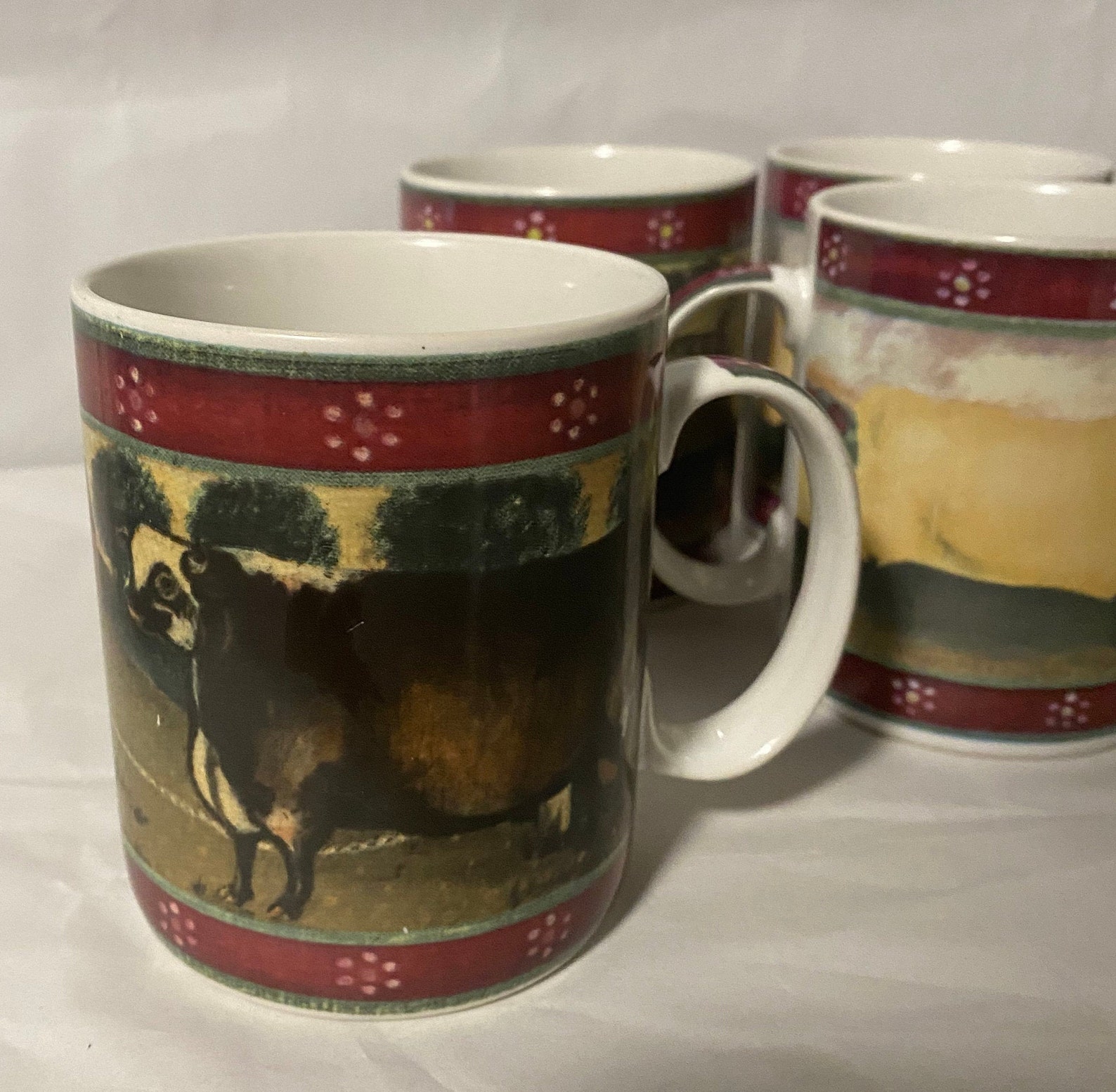 1995 Block Country Animals Farm Mugs Cups Sheep Pig Cow Gear - Etsy