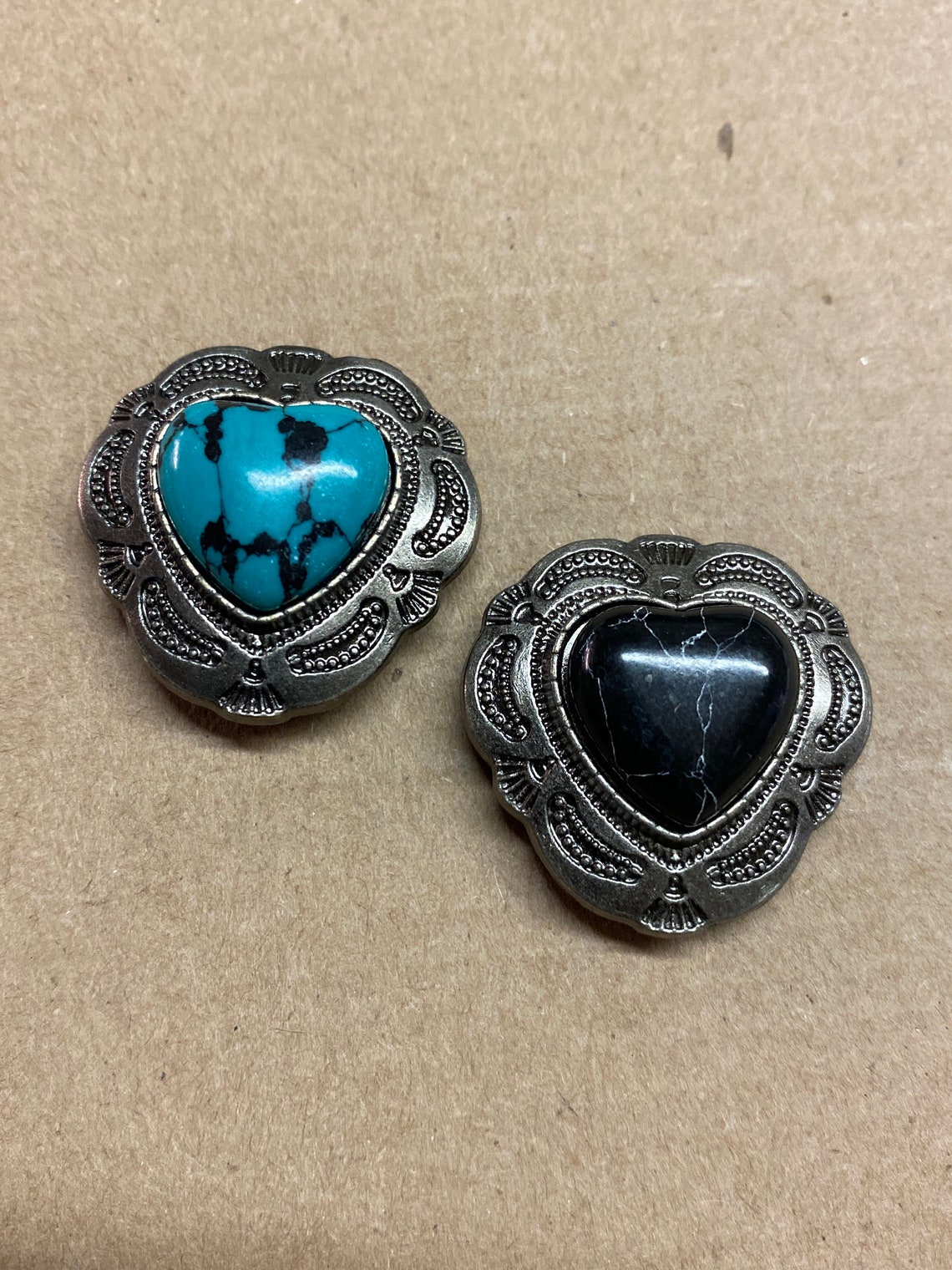Heart Shaped Concho - Western Concho - Conchos - Natural Stone Concho ...