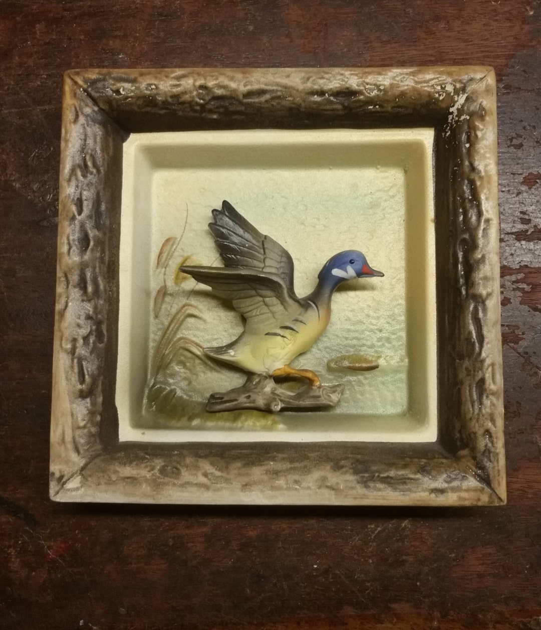 Vintage Wood Duck Plaster Wall Hanging, Duck, Made in Japan, 3D Wood ...