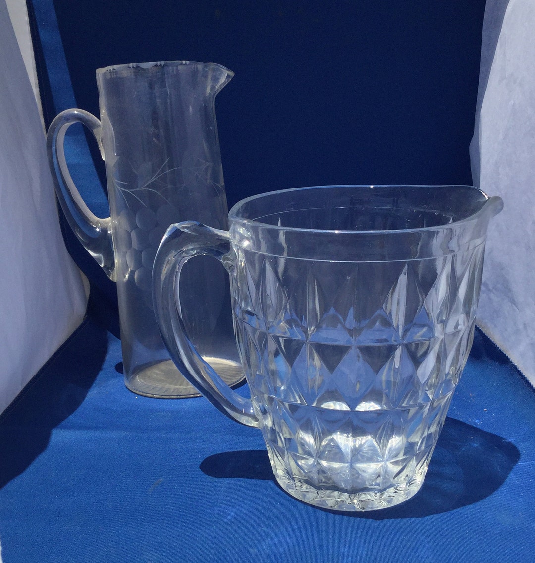 Clear Glass Pitcher - Glass Water Pitcher - Etched Glass Pitcher ...