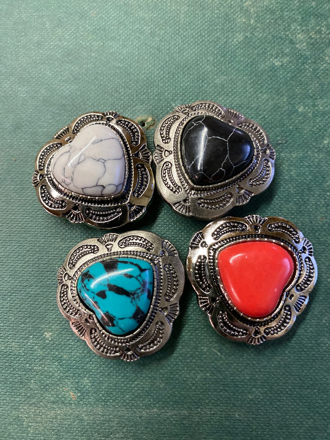 Heart Shaped Concho - Western Concho - Conchos - Natural Stone Concho ...
