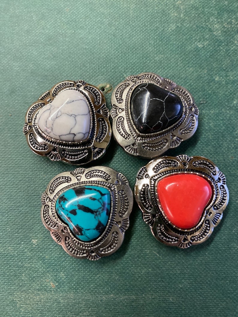 Heart Shaped Concho Western Concho Conchos Natural Stone | Etsy
