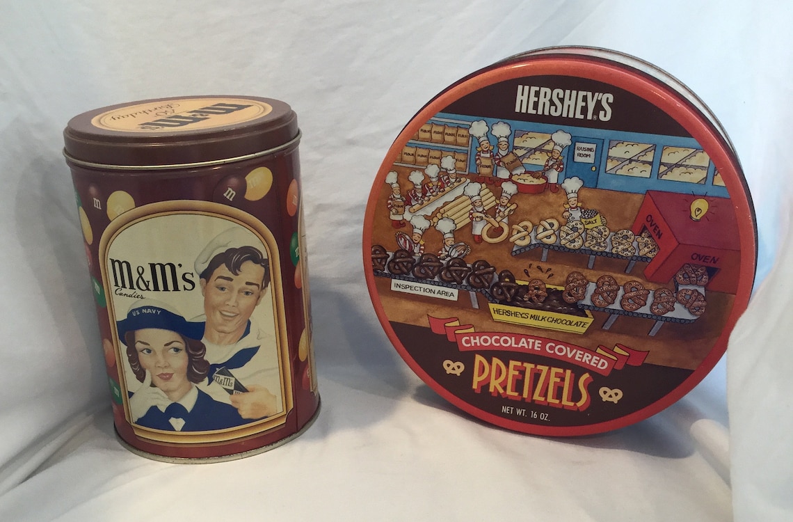 Vintage Tins - Candy Tins - Pretzel Tins - M&M Tins - Candy Boxes ...