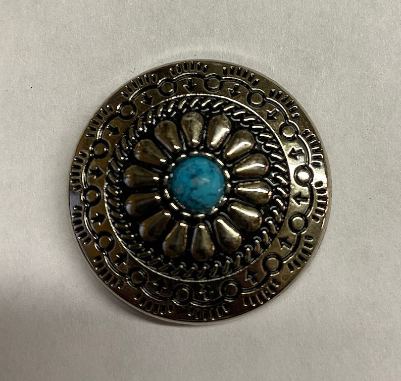 Round Silvertone Concho Floral Concho With Colored Center - Etsy
