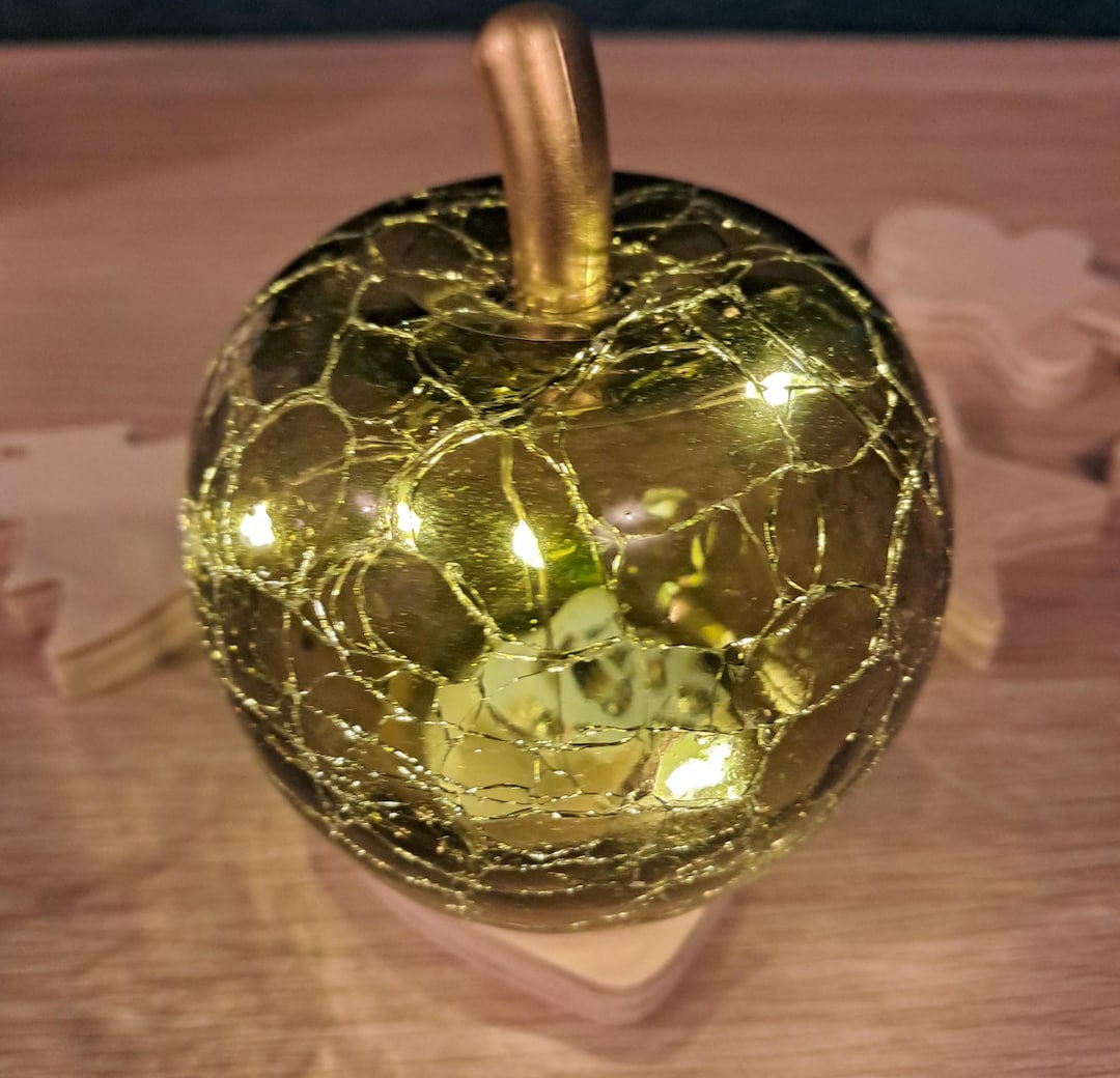 Blown Glass LED Apple Lamp – Refined Boho Decoration, Designer Night ...