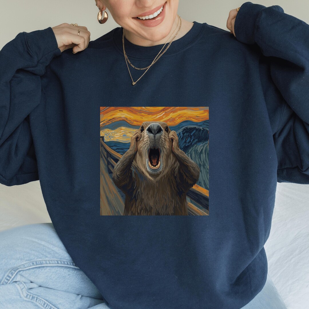Screaming Feral Capybara Painting Sweatshirt - Etsy Australia
