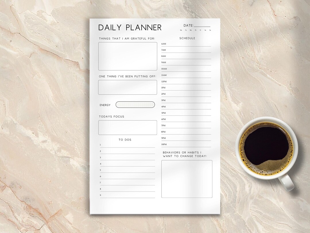 Printable Daily Planner Template PDF, Minimalist Planner, Daily ...