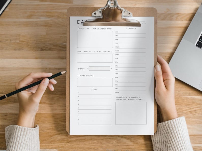 Printable Daily Planner Template PDF, Minimalist Planner, Daily ...