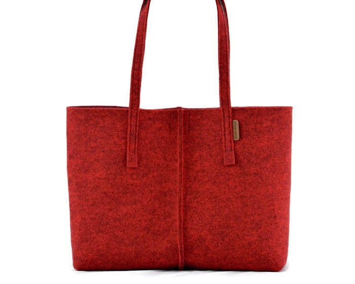 Red Felt Purse, Tote Bag, Felt Bag, Maroon Bag, Maroon Purse, Dark Red ...