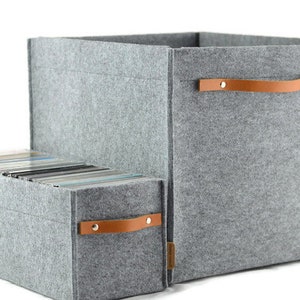 Felt Storage Box With Leather Handle, Fits to Ikea Kallax, Expedit ...