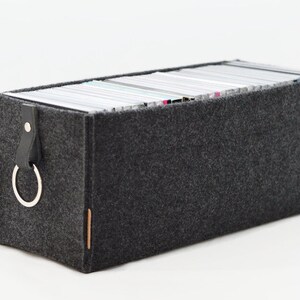 Felt Basket With Cover, CD Storage Box With Metal Ring, Leather Handle ...