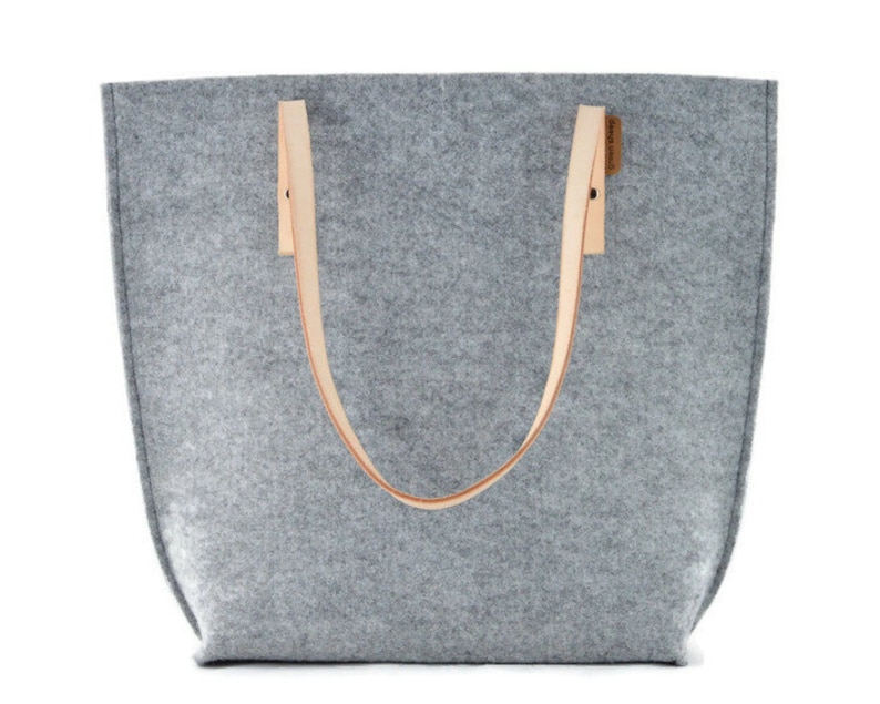 Felt Bag With Leather Handles Minimalist Felt Handbag Felt - Etsy