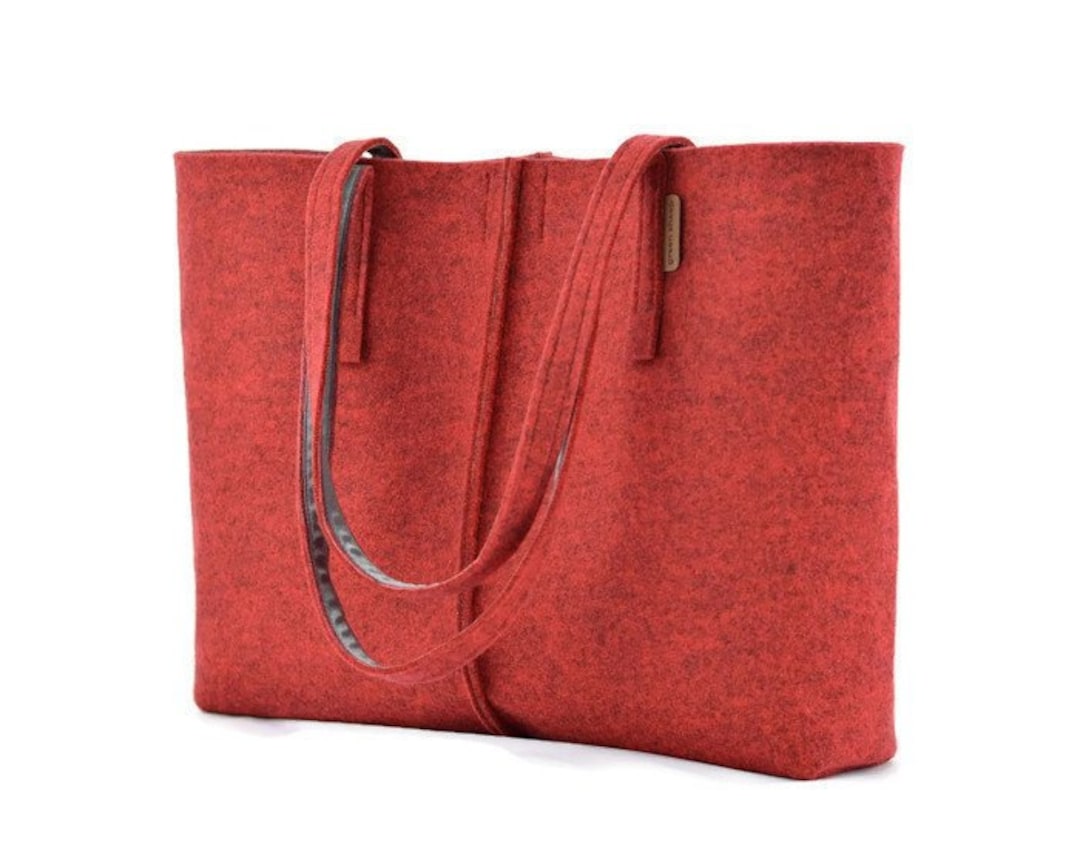 Red Felt Purse, Tote Bag, Felt Bag, Maroon Bag, Maroon Purse, Dark Red ...