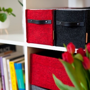 CD Storage Box With Leather Handle, Felt Basket, Minimalist ...