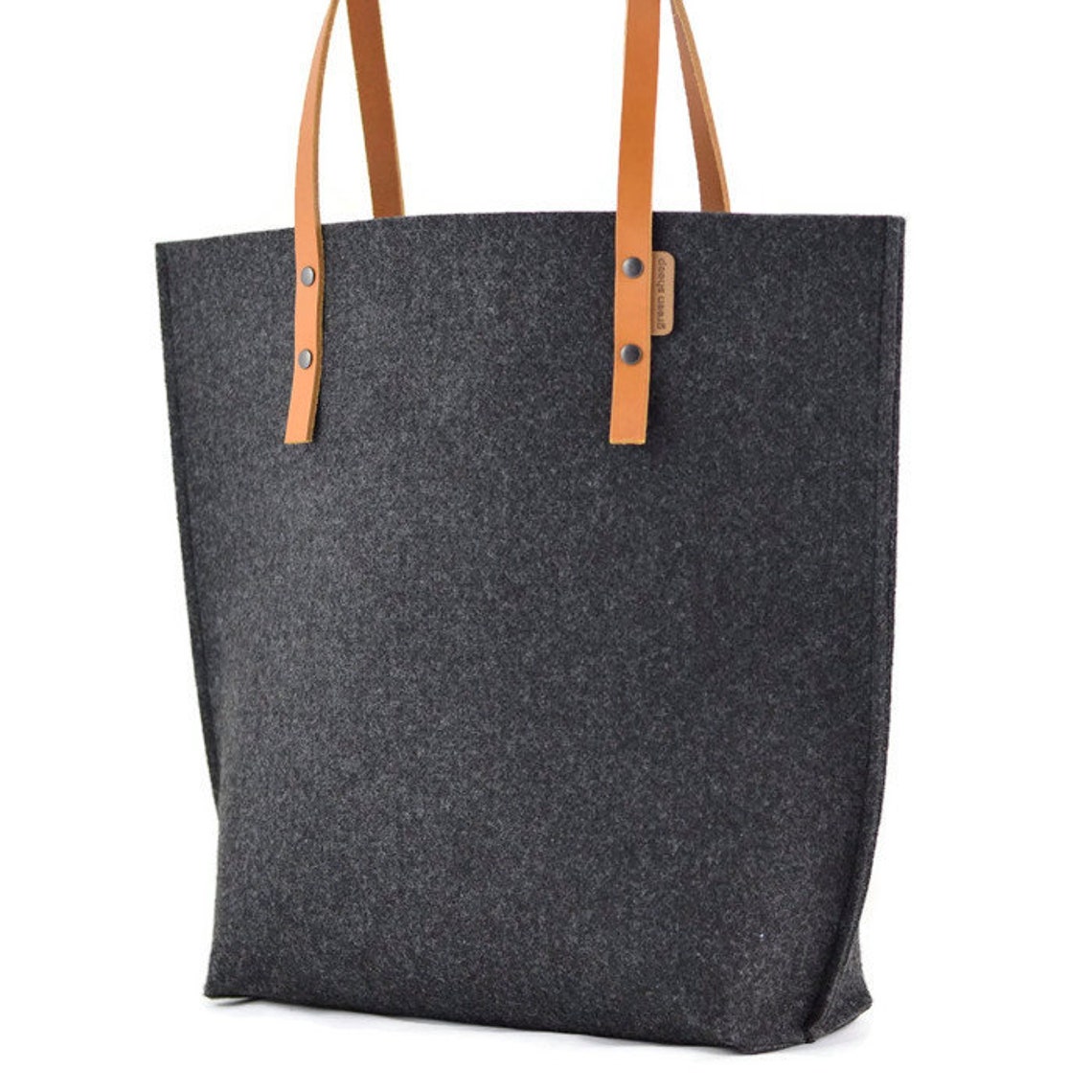 Felt Bag With Leather Handles Minimalist Felt Handbag Felt - Etsy