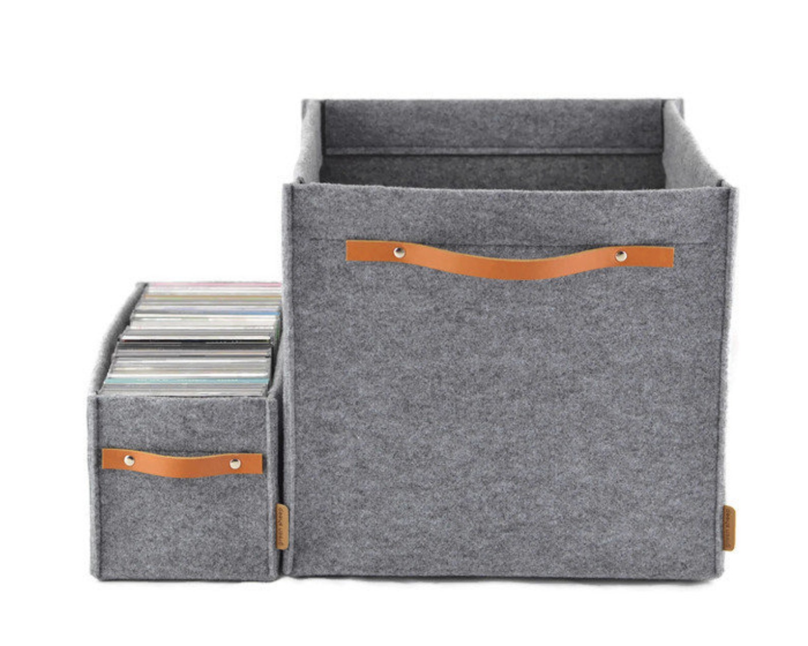 Felt Storage Box With Leather Handle Fits to Ikea Kallax - Etsy