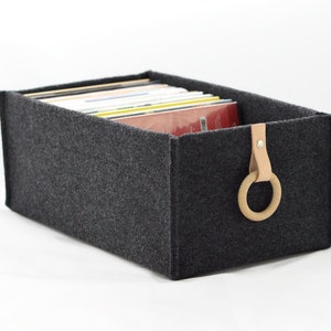 DVD Storage Box With Wooden and Leather Handle, Felt Basket, Boho ...