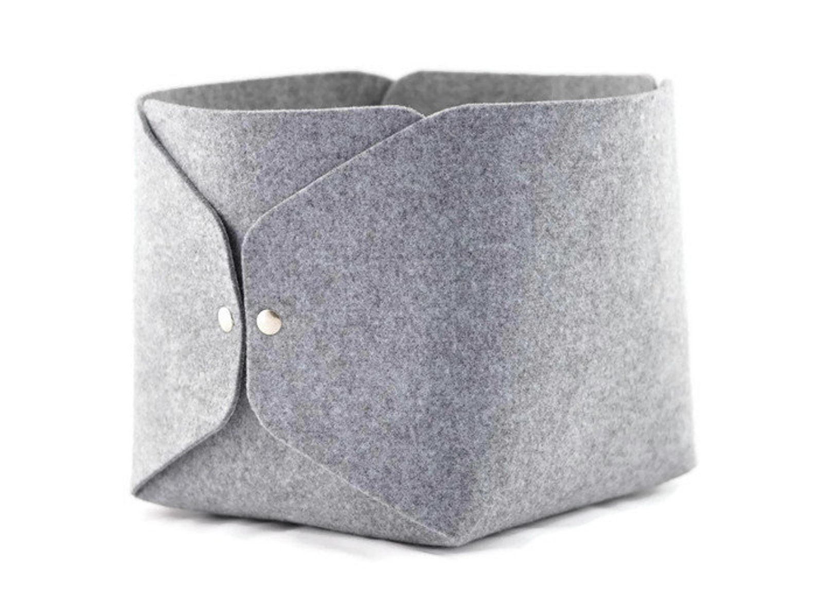Large storage basket high gray felt storage bin felt bin | Etsy
