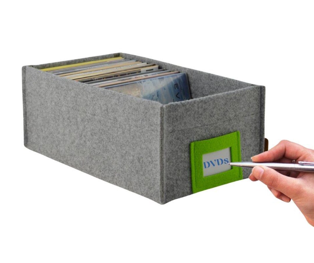 Storage Box for Dvds With Window for Labbeling, Felt Basket for Dvds ...