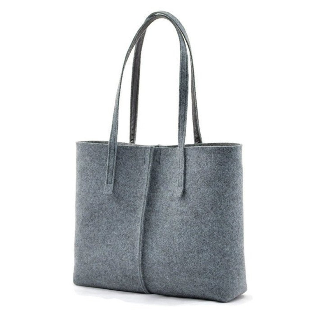 Gray Minimalist Felt Handbag, Tote Big Size Felt Bag, Handbag, Felted ...