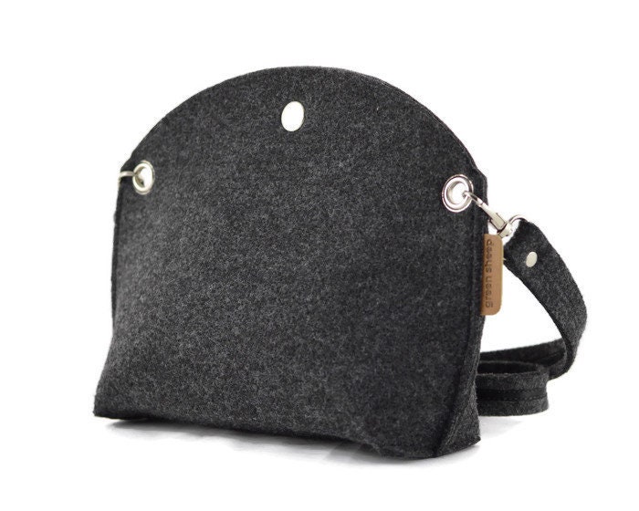 Small Felt Purse, Gray Minimalist Crossbody Felt Handbag, Small Size ...